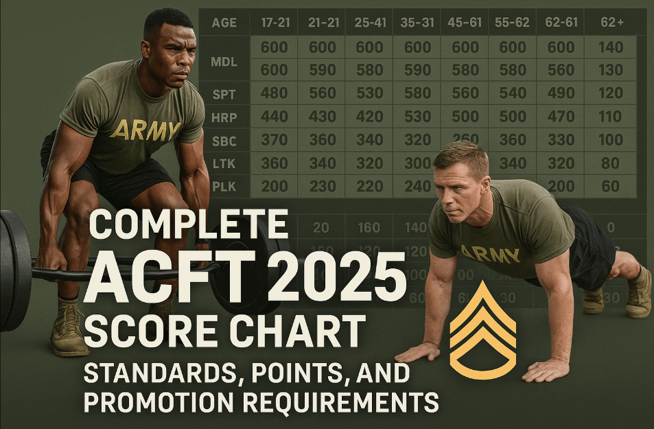 Complete ACFT Score Chart 2025: Standards, Points, and Promotion Requirements